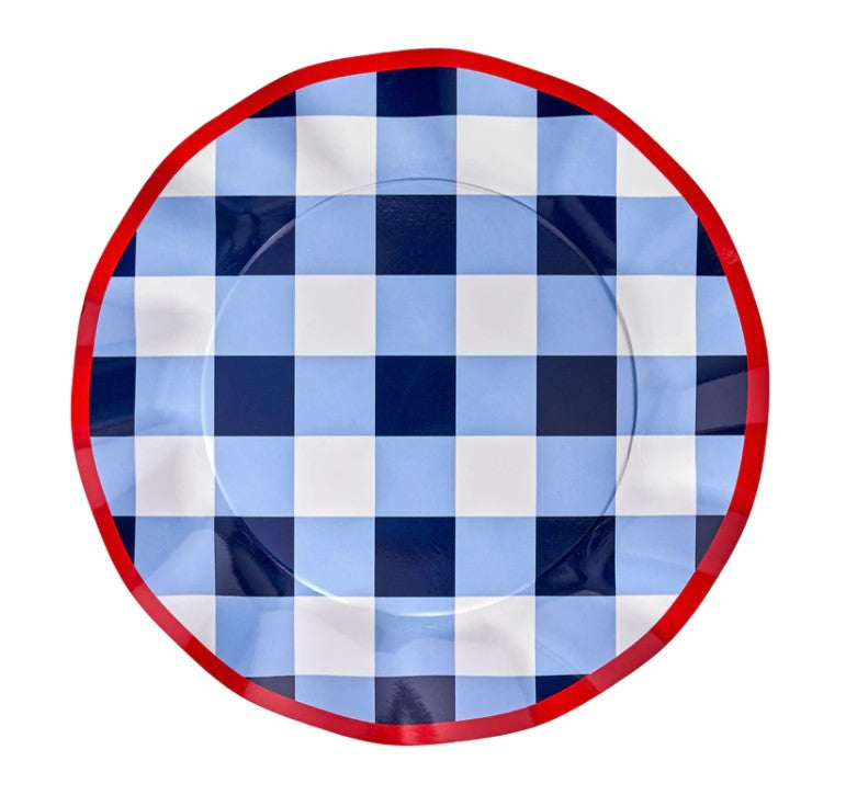 Patriotic Gingham Large Plates – Where's the Party?